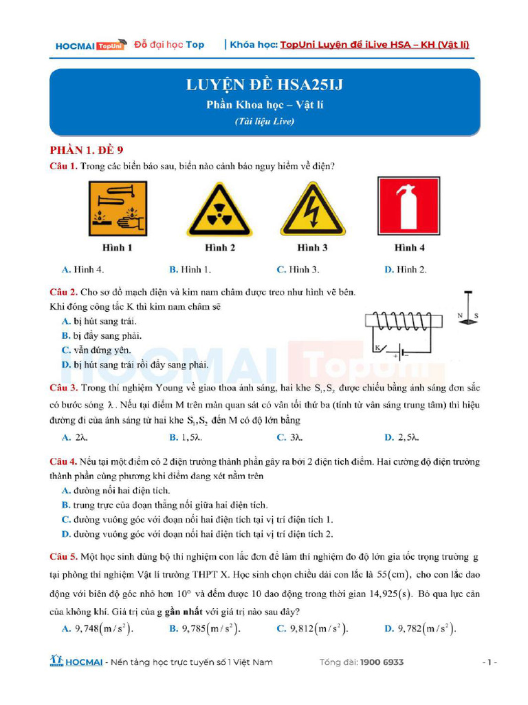 TL_Live_Luyen_de_HSA25IJ_-_Phan_Khoa_hoc_Vat_li | PDF