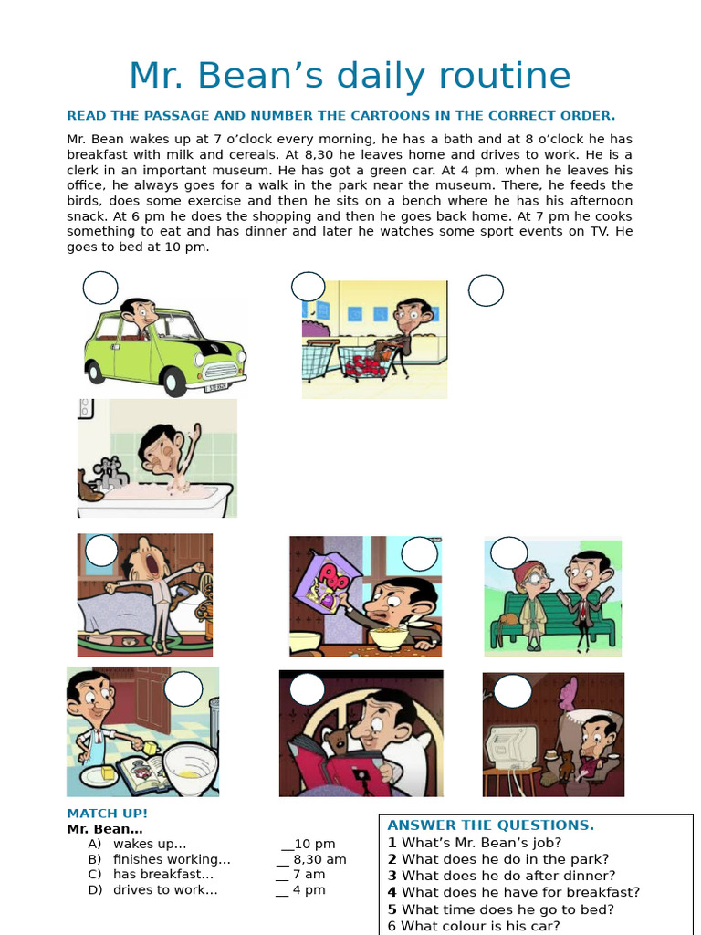 Easy-Reading-Mr-Beans-Daily-Routine - 157794 1 | PDF