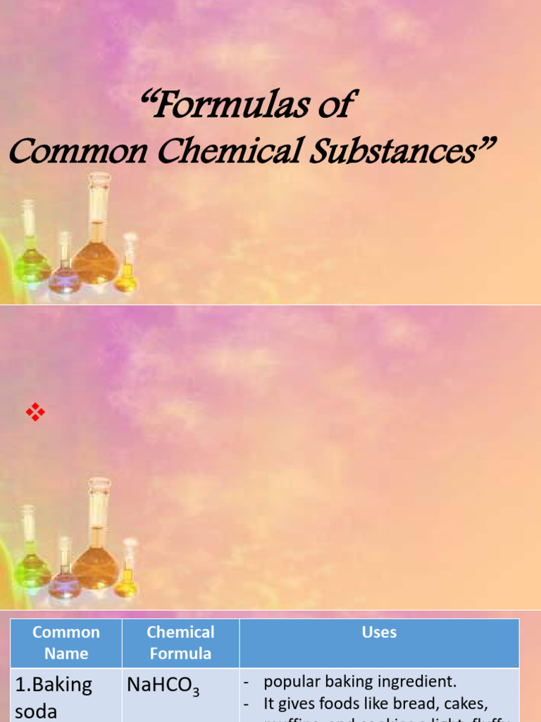 4.-Chemical-Formulas-of-Common-Substances | PDF | Sodium Bicarbonate ...