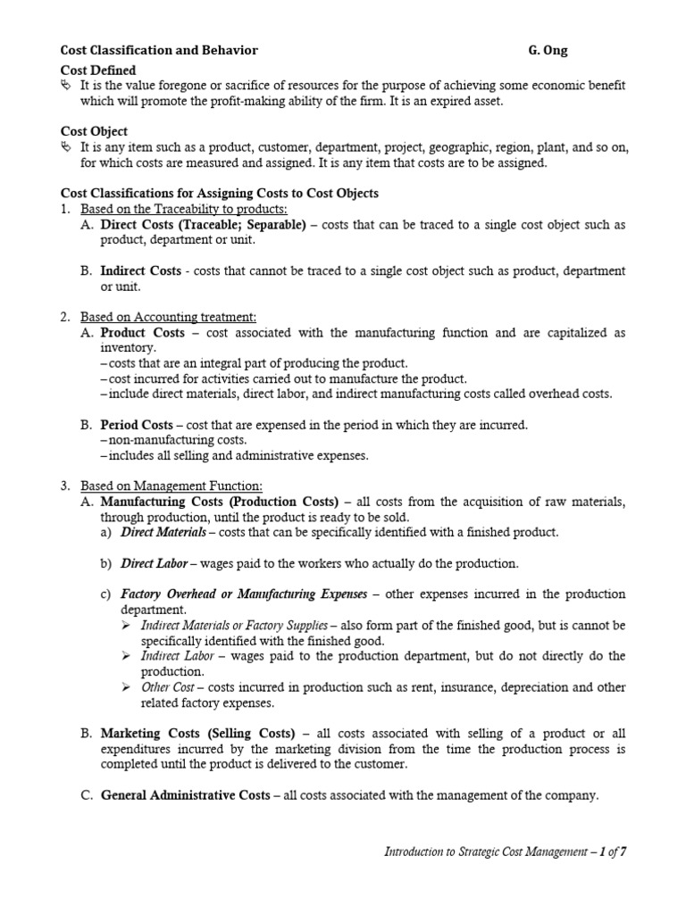 02 - Cost Classification and Behavior - 2024 | PDF | Cost Of Goods Sold | Product (Business)