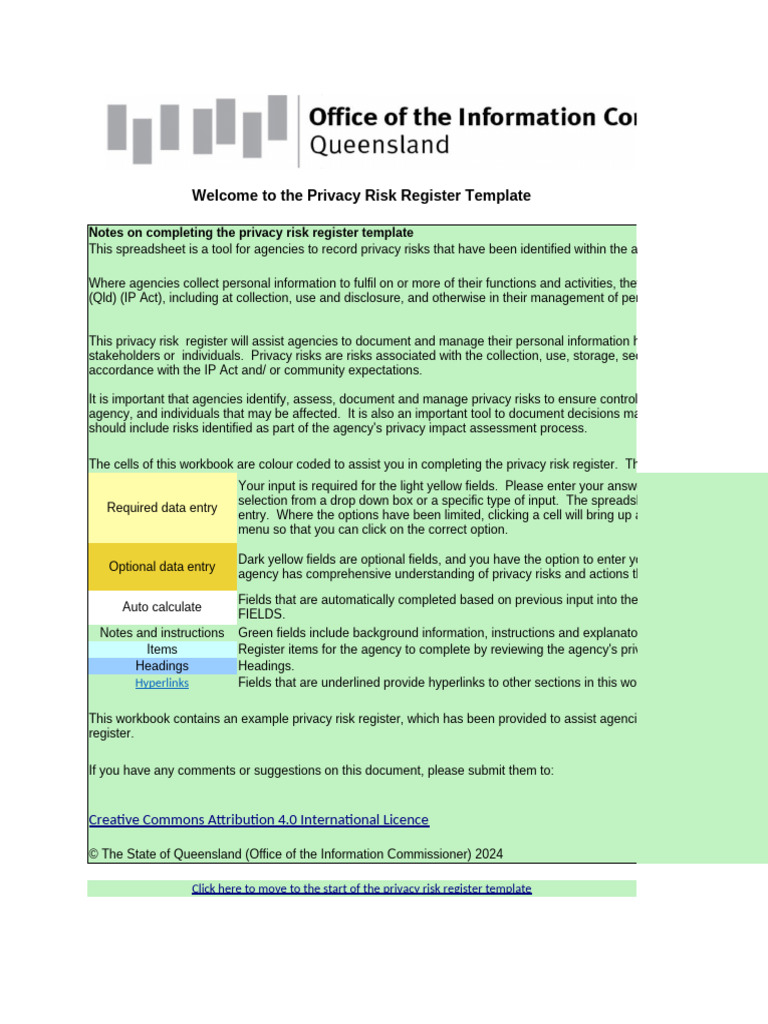 Privacy Risk Register Template Guide | PDF | Risk | Privacy