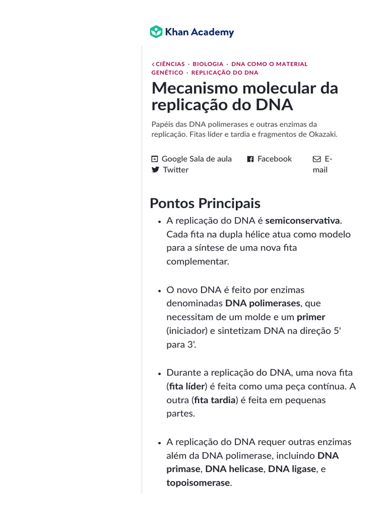 Mecanismo da Replicação do DNA | PDF | DNA | Replicação de DNA