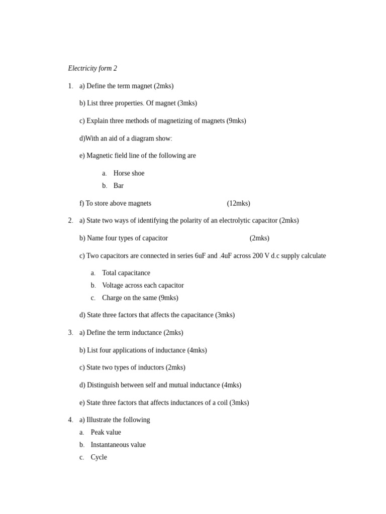 Electricity Form 2 | PDF