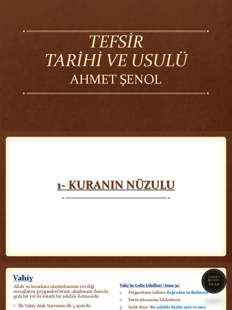 Aof Tefsir Tarihi Ve Usulu Konu Anlatimi | PDF