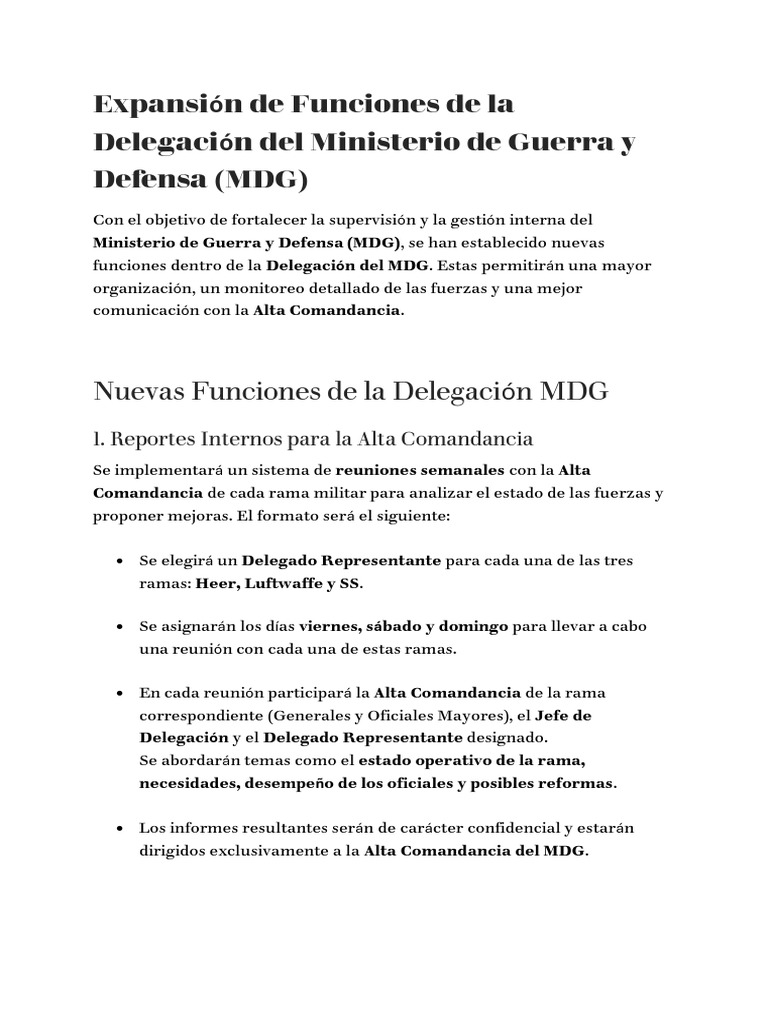 Expansión Funciones Delegación MGD | PDF