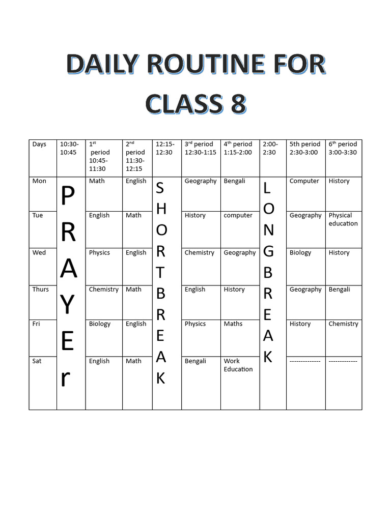 Class 8 Daily Study Routine | PDF