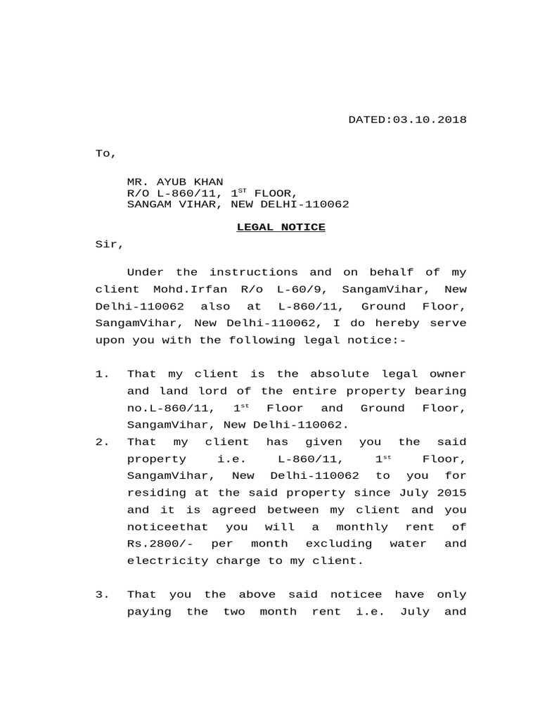 Evction Notice | PDF | Common Law | Justice