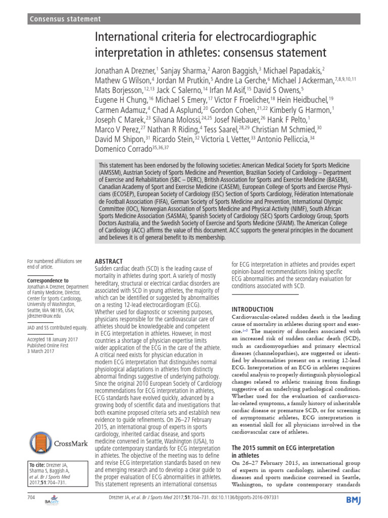 ECG Interpretation Standards for Athletes | PDF | Electrocardiography ...
