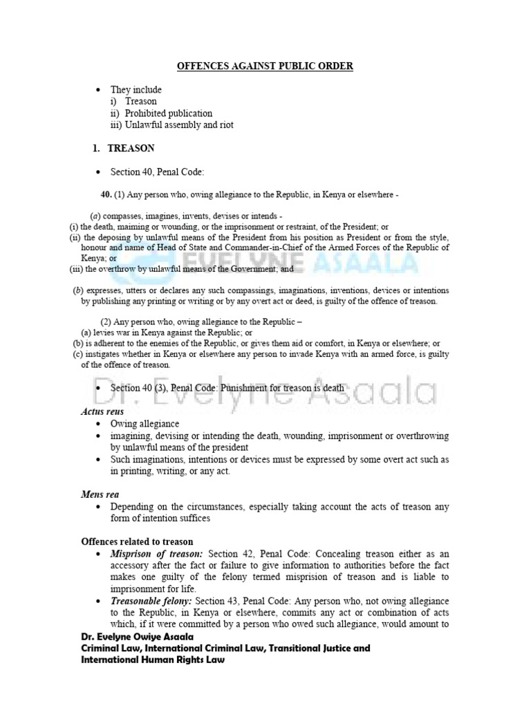 Overview of Offences Against Public Order | PDF | Treason | Public Law