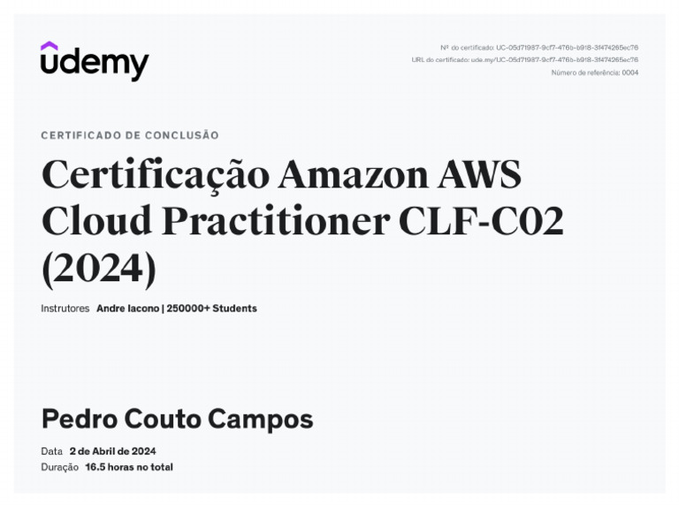 Certificado Curso Aws Pdf