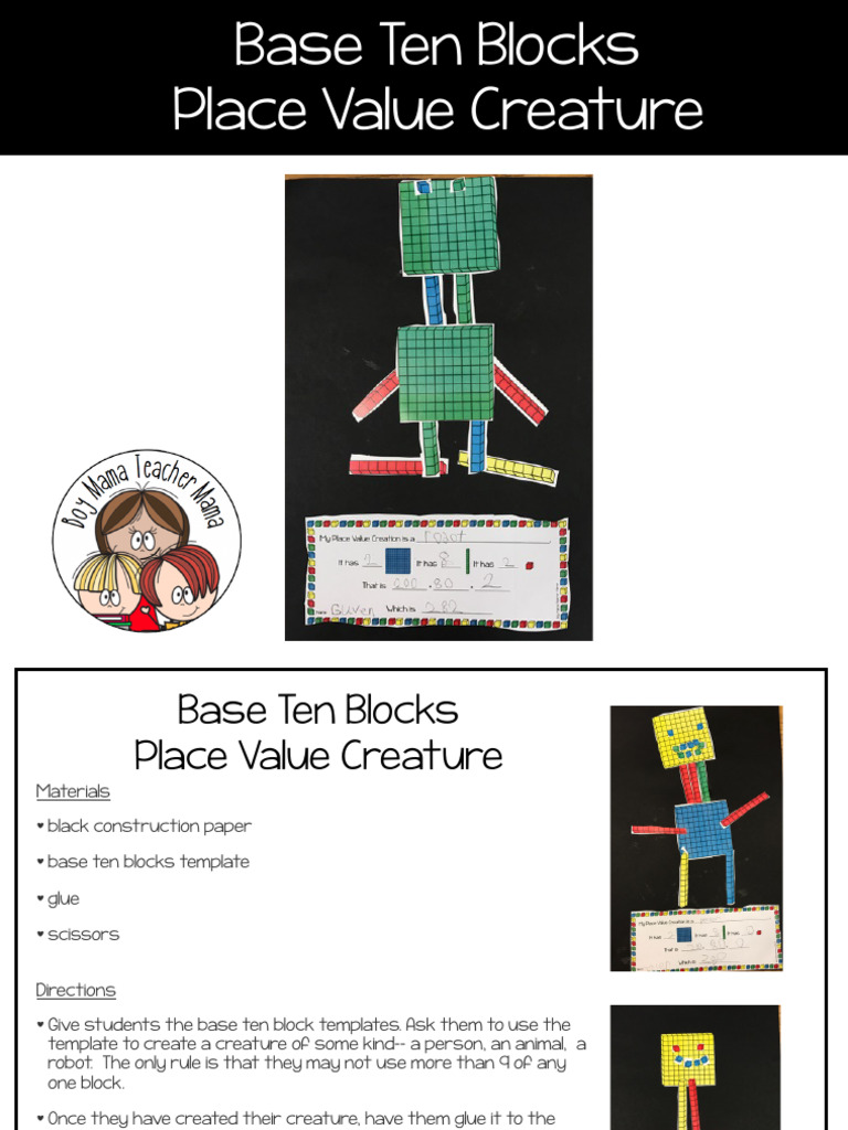 Create Base Ten Block Creatures | PDF