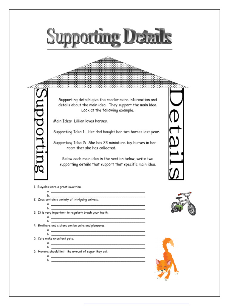 Supporting Details Worksheet | PDF