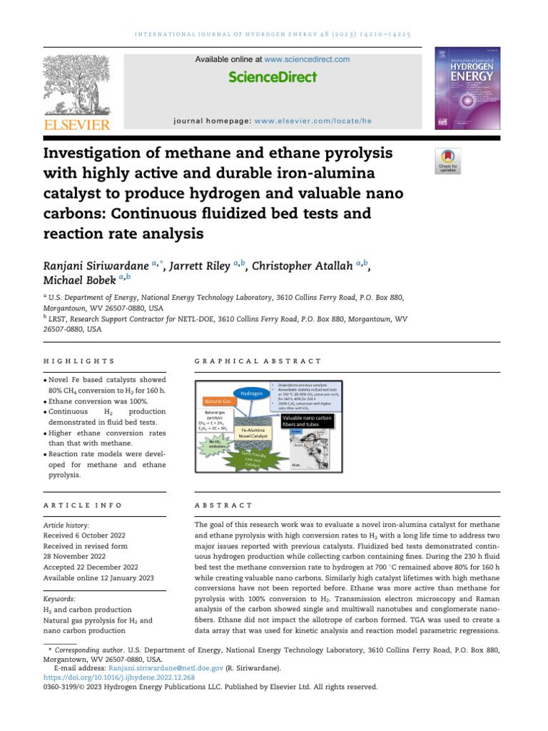 1 Investigation of methane and ethane pyrolysis | PDF | Methane | Catalysis