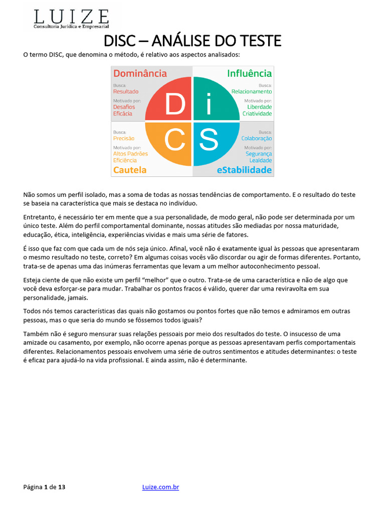 Disc - Resultados | PDF | Liderança | Gestão de recursos humanos