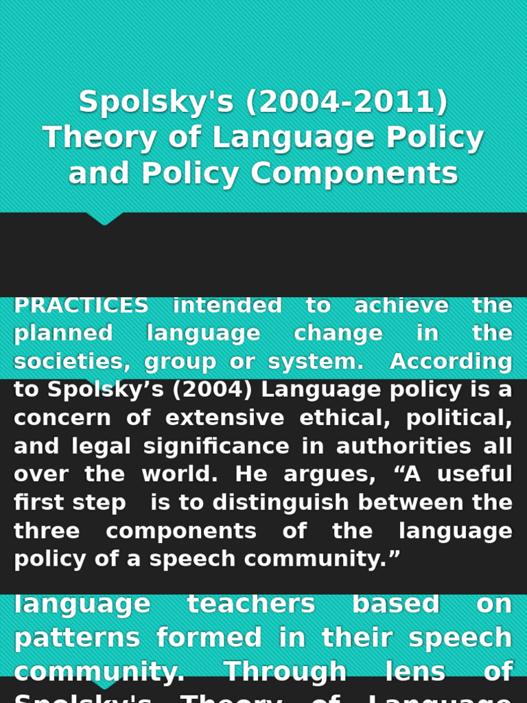 Spolsky's Language Policy Theory Explained | PDF | Identity (Social ...