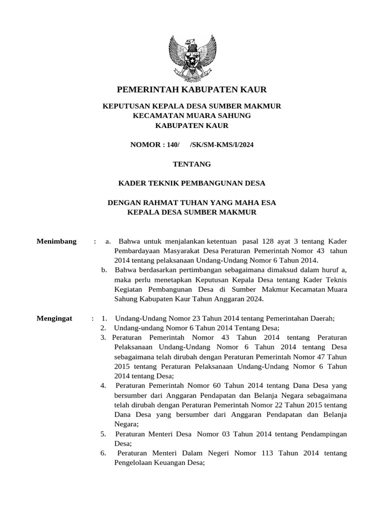 SK KTD MS Tahun 2024 | PDF