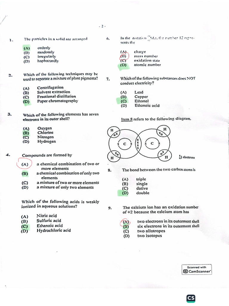 Csec Chem Paper 1 Jan 2025 | PDF