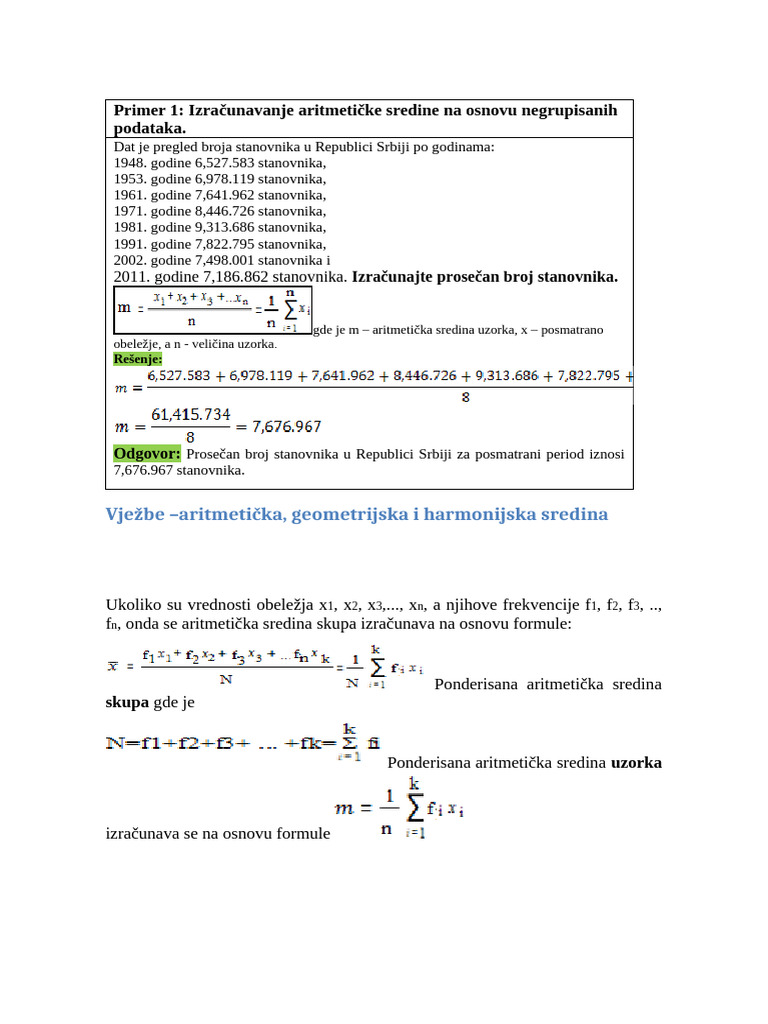 Primer Arit., Geom. I Harmon. Sredina | PDF