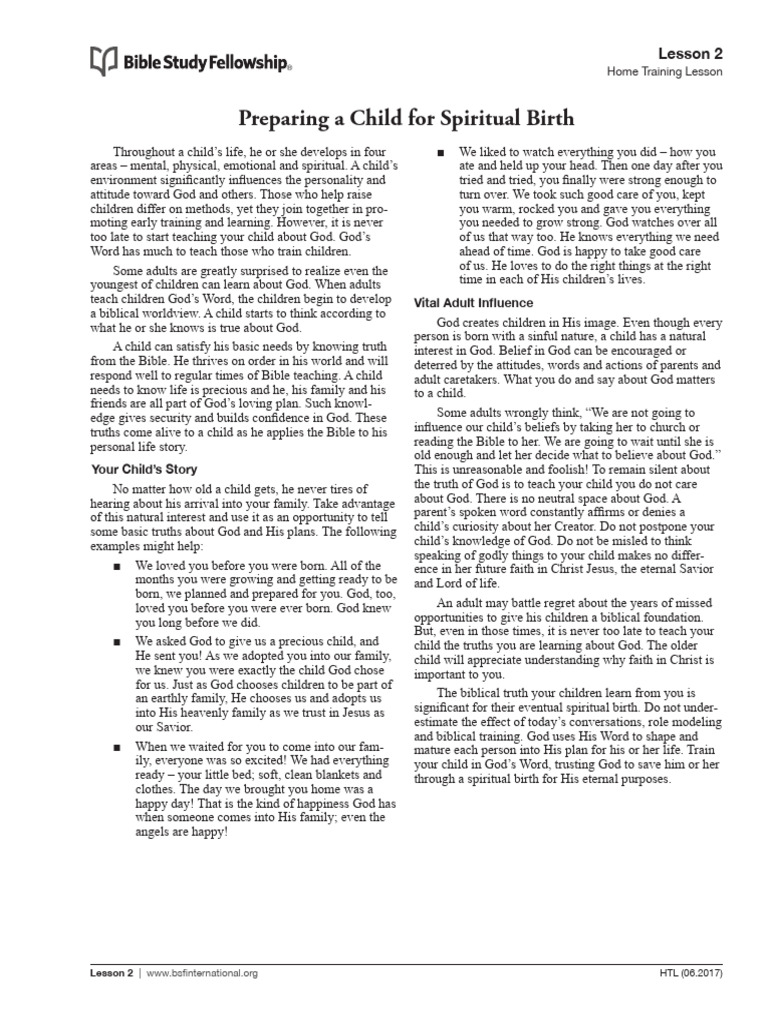 HTL - Preparing A Child For Spiritual Birth | PDF | Jesus | God
