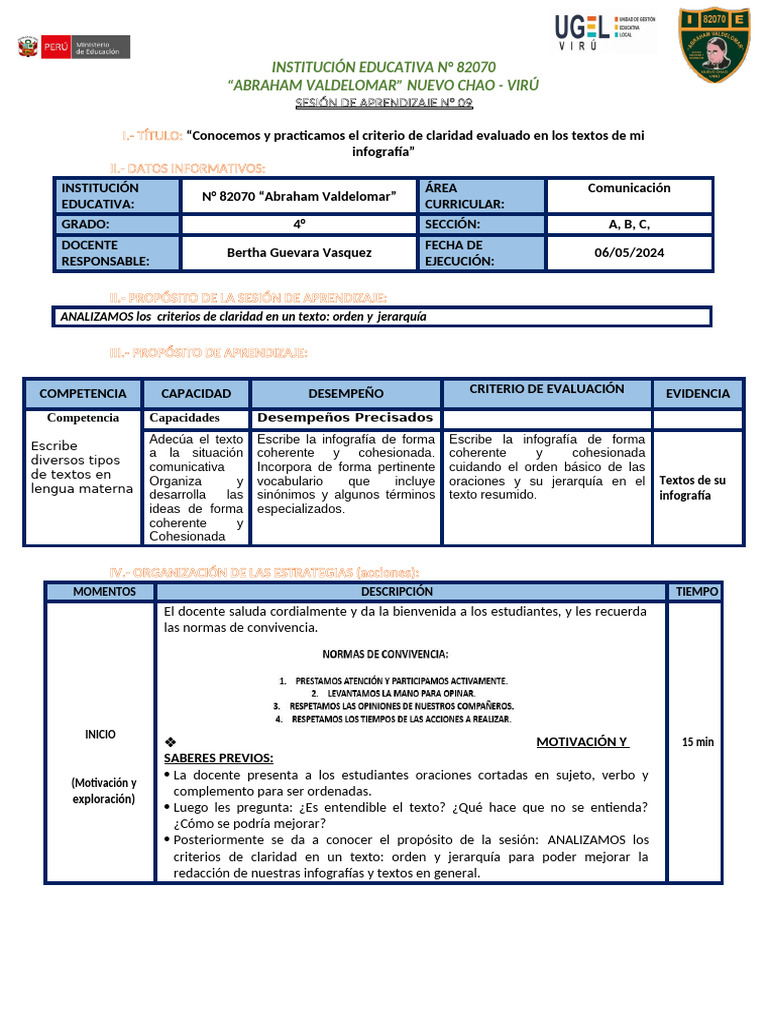 SESIÓN DE APRENDIZAJE N_9 | PDF | Infografia | Aprendizaje