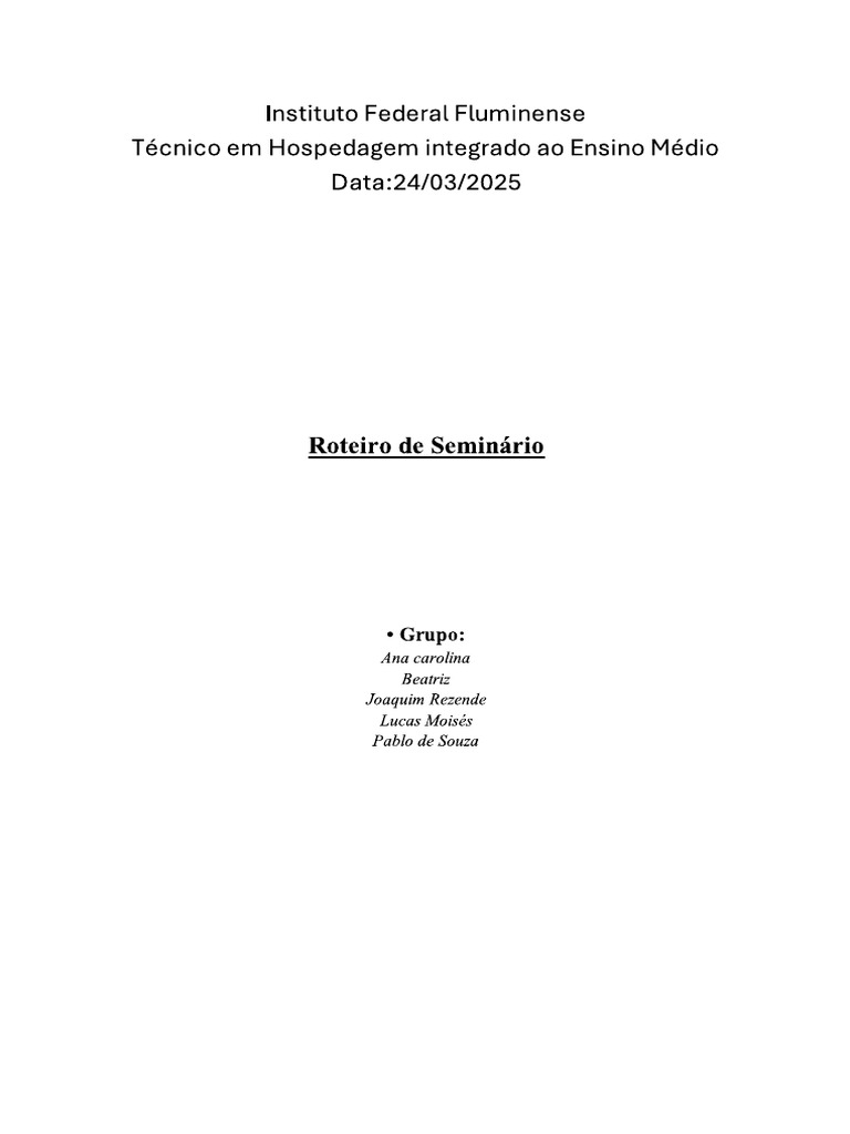 Roteiro Final Seminário | PDF