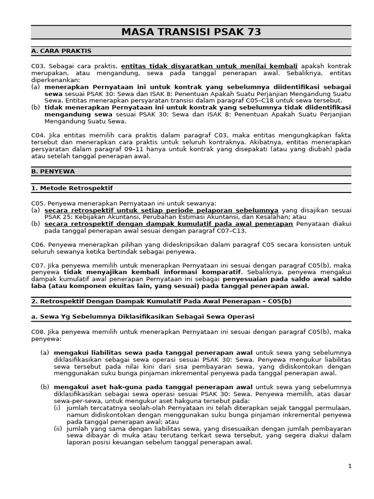 03 Masa Transisi PSAK 73 | PDF