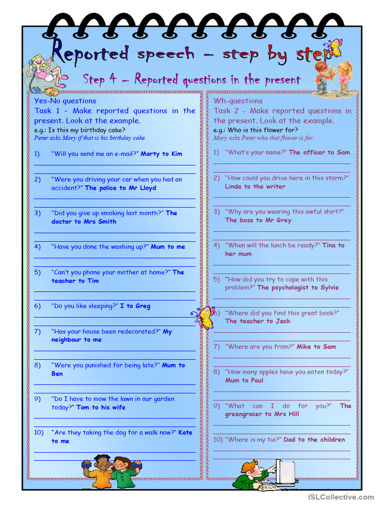 Reported Speech Step by Step Step 4 Questions in The Present With Key | PDF
