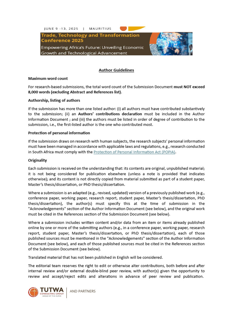 TUWA Conference Key Submission Guidelines | PDF | Citation | Thesis