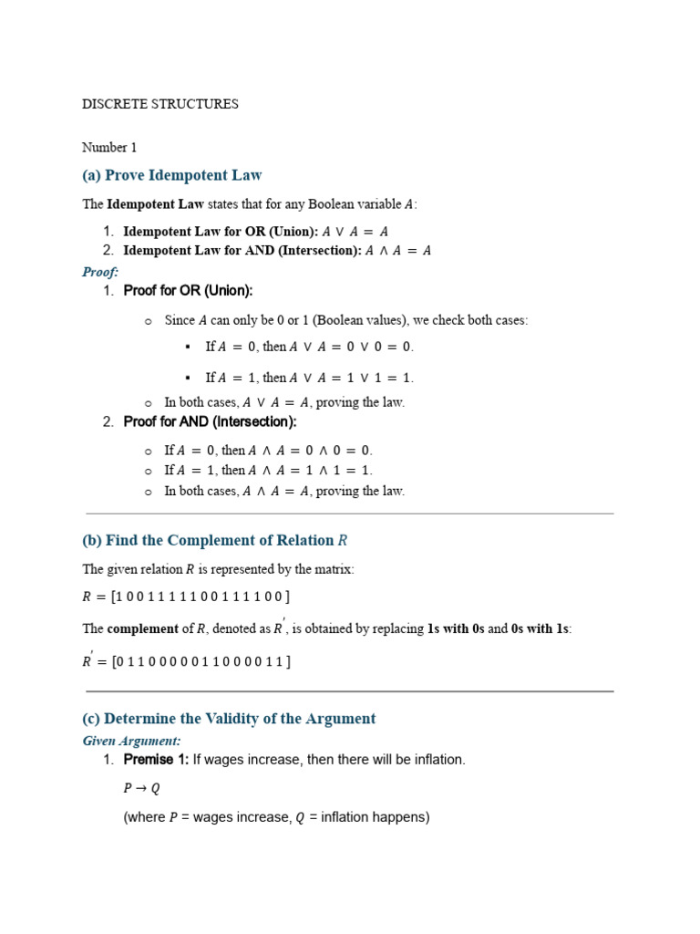Discrete Structures Solution (1) | PDF | Cost Of Living | Argument