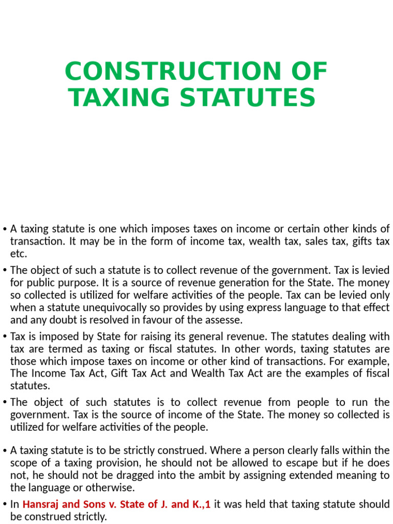 Principles of Strict Construction in Tax Law | PDF | Taxes | Sales ...