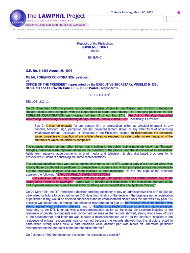 Misrepresentation in Roofing Product Case | PDF | Typhoon | Negligence