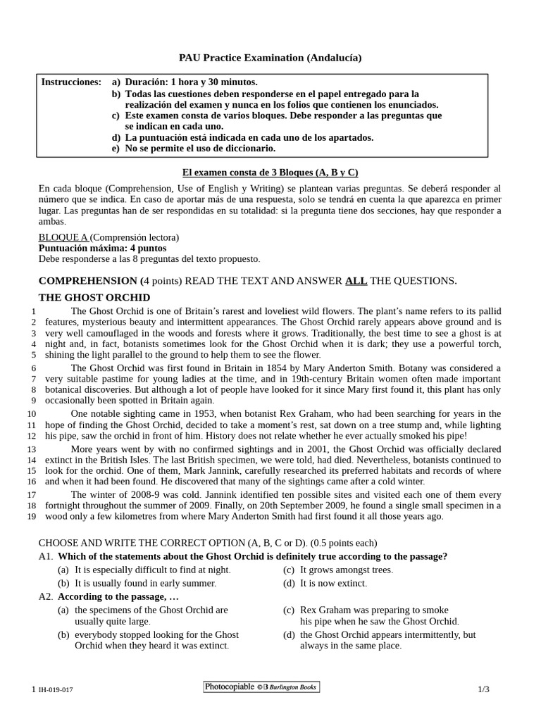 Ghost Orchid PAU Exam Guide | PDF