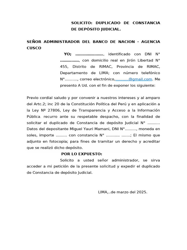 SOLICITUD DE DUPLICADO DE VOUCHER | PDF