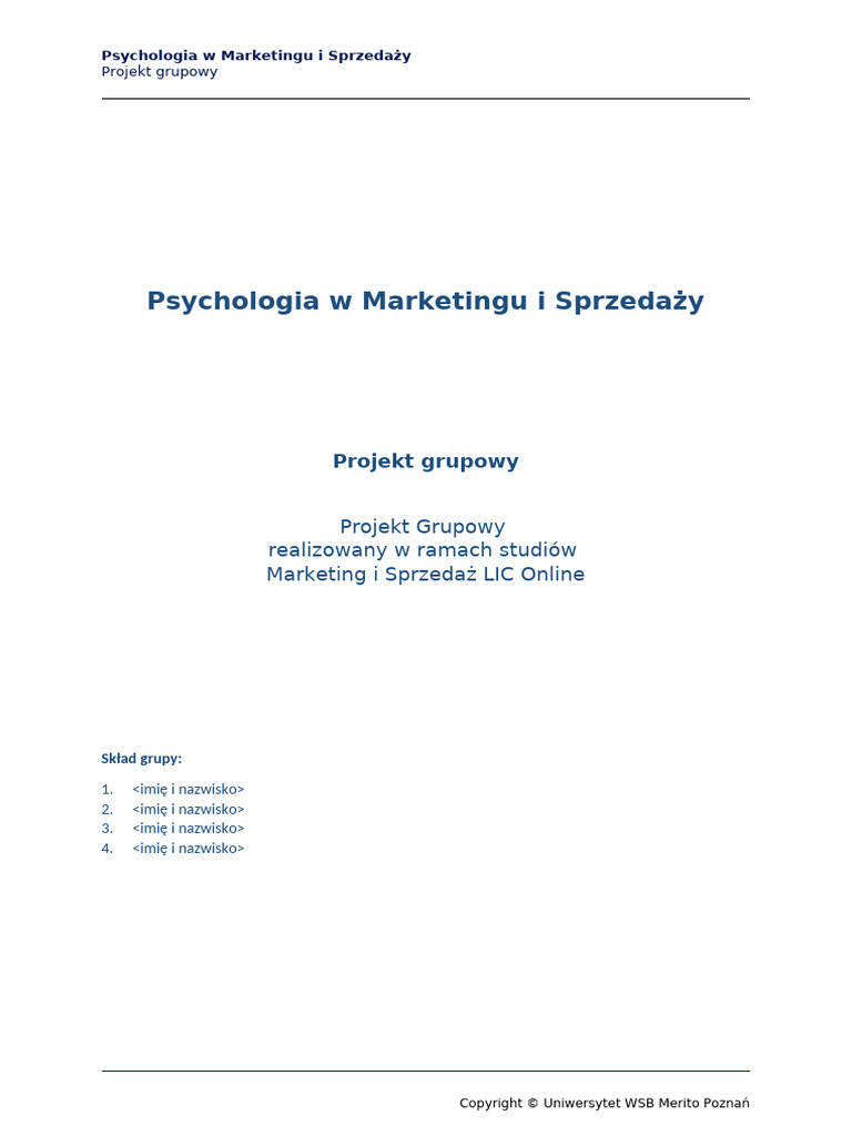 PSYCH W MiS Formatka Projektu | PDF