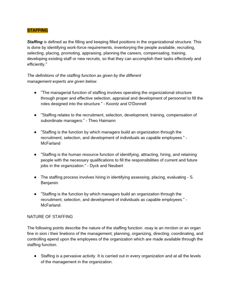 Understanding Staffing Functions and Processes | PDF | Human Resources ...