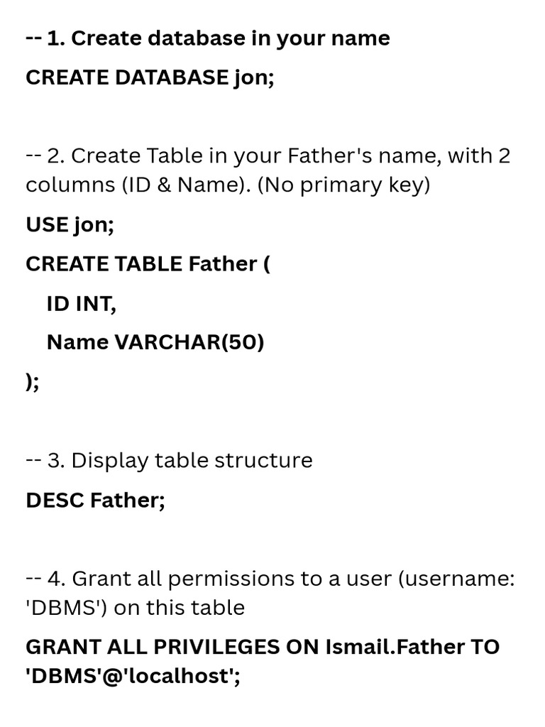 -- 1. Create database in your name (1) | PDF | Computer Data | Software Design