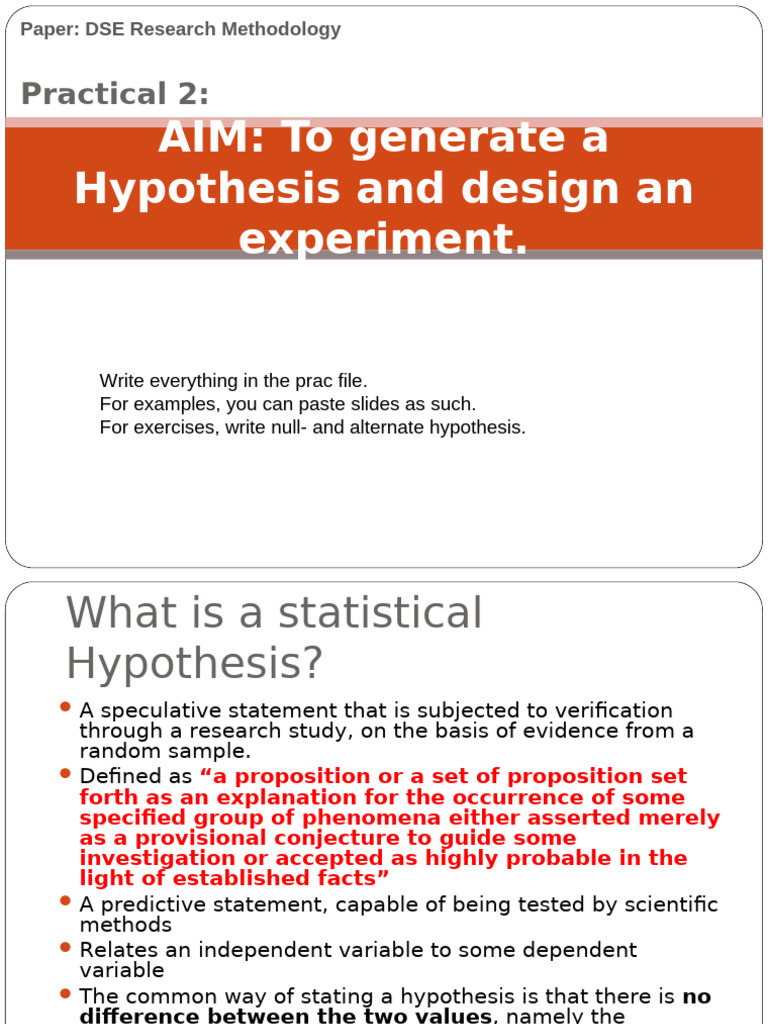 Understanding Hypotheses in Research | PDF | P Value | Statistical ...