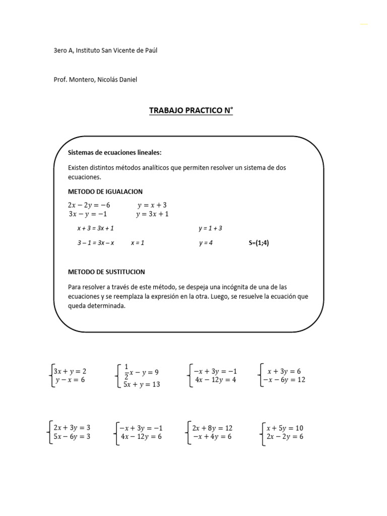 TP 6 Sist. Ec. 3A | PDF | Sistema de ecuaciones lineales | Análisis ...