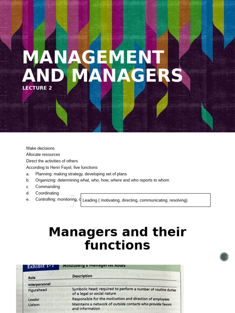 OB Lecture 2 Management and Managers | PDF