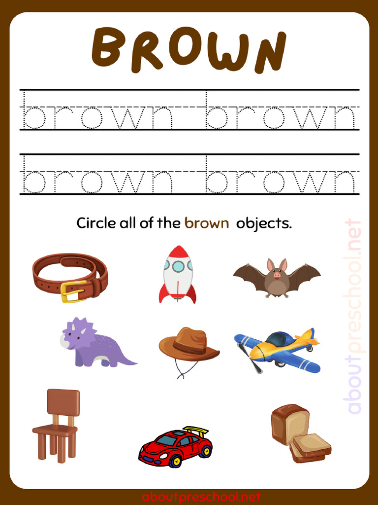 Color Brown Worksheets For Kindergarten | PDF