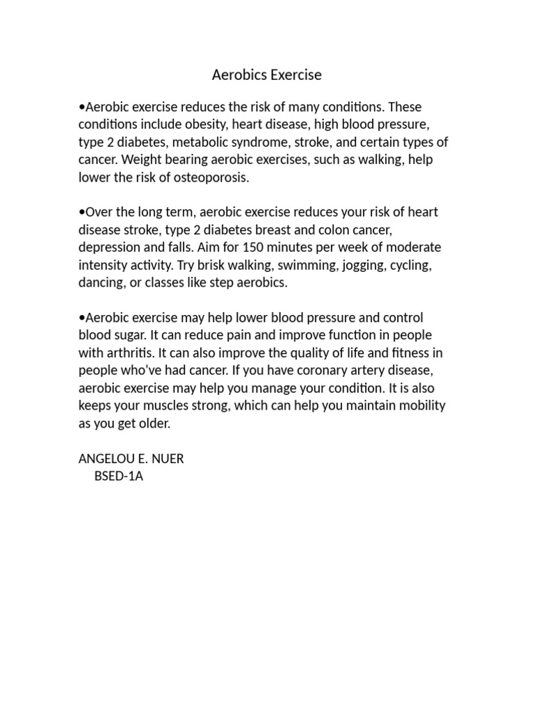 Aerobic exercise | PDF