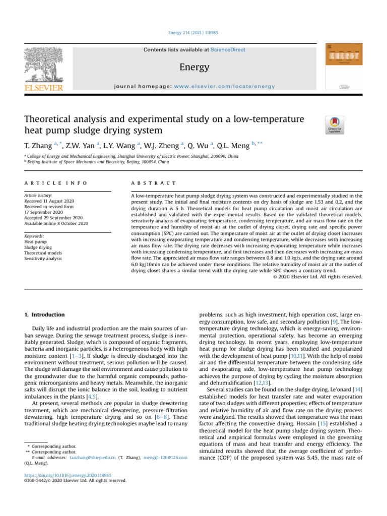 8-Theoretical Analysis and Experimental Study On A Low-Temperature Heat Pump Sludge Drying ...