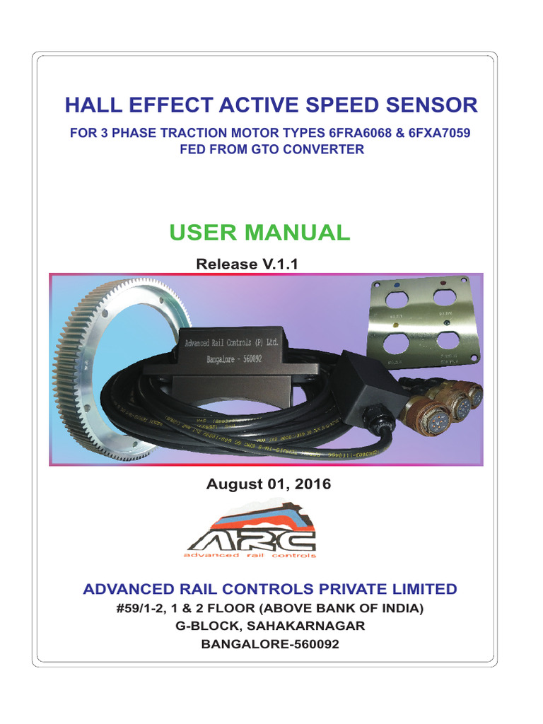 ARC GTO Speed Sensor User Manual | PDF | Power Supply | Electrical ...