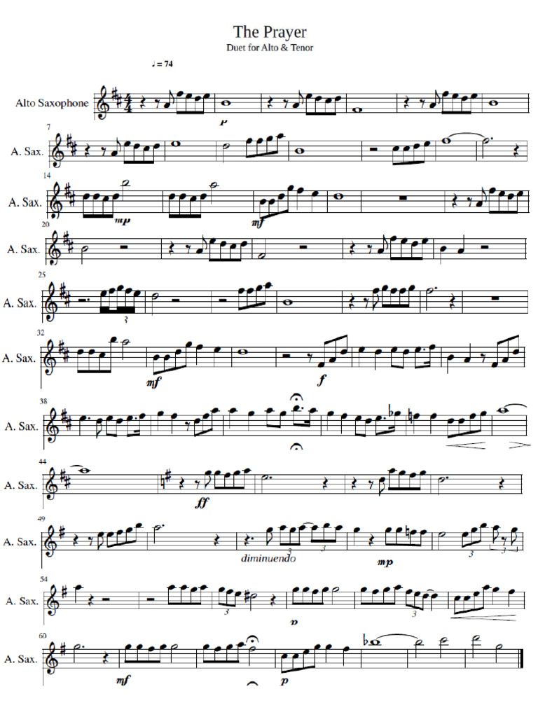 The Prayer Sax Alto | PDF