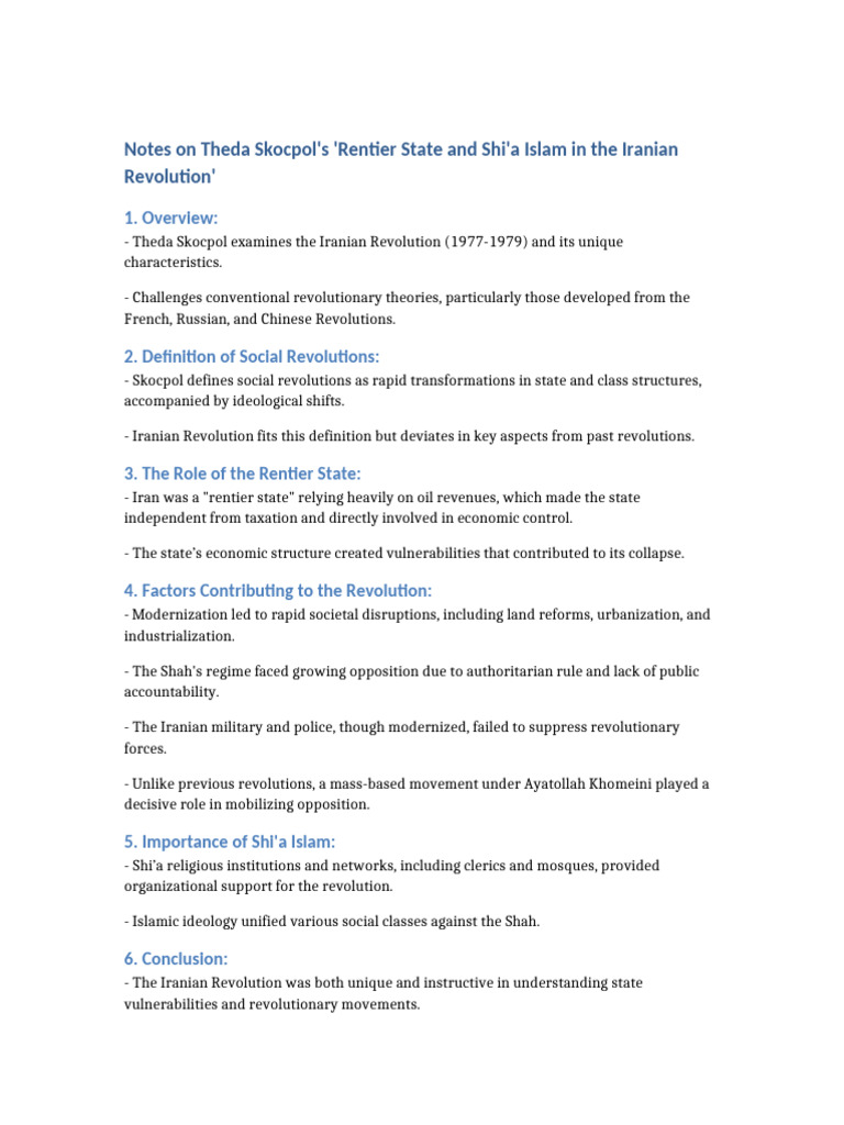 Iranian Revolution Notes | PDF | Revolutions | Iranian Revolution