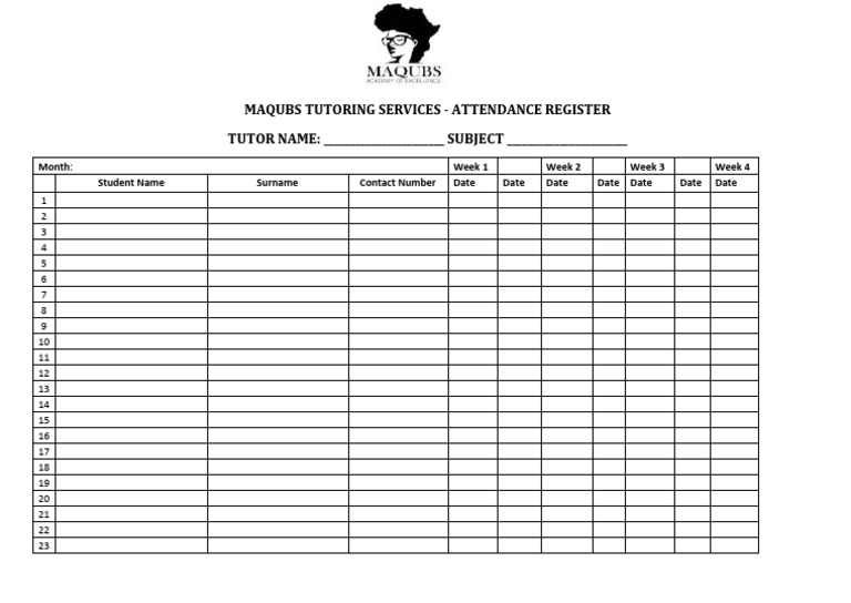 4. ADC Attendance Register Template | PDF