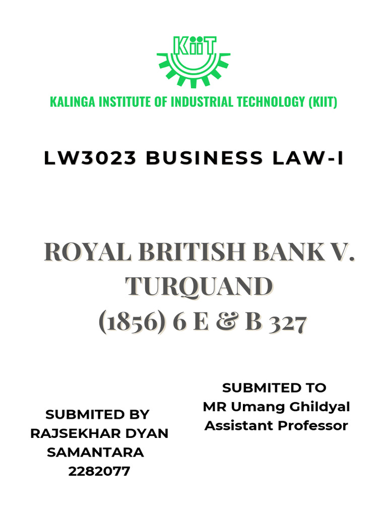 Royal British Bank v. Turquand Case Summary | PDF | Governance ...