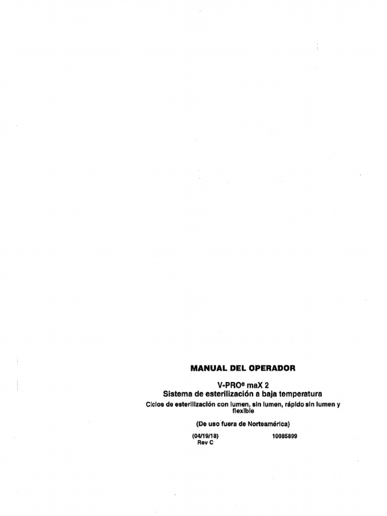 Manual Del Operador Vpro Max 2 Steris | PDF