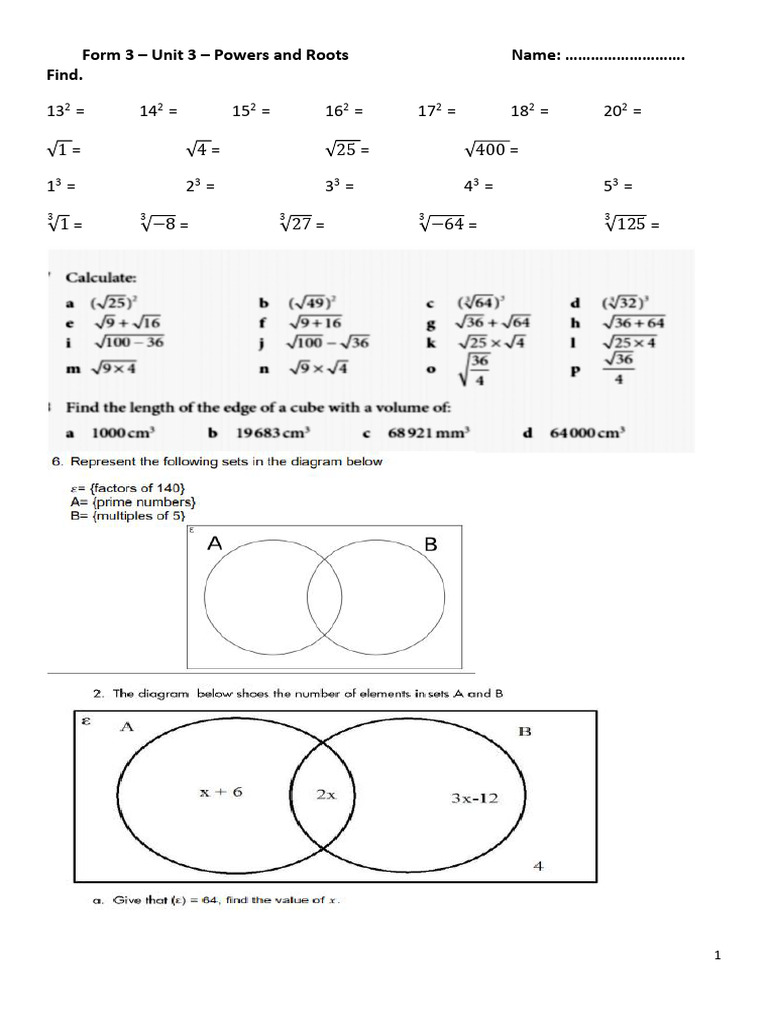 Revision Unit 1-3 - Worksheet - 120300 | PDF