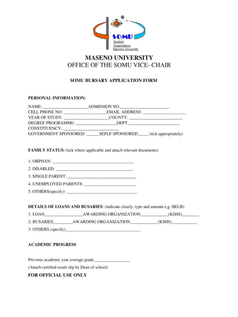 SOMU BURSARY FORM@sir - Tyco | PDF